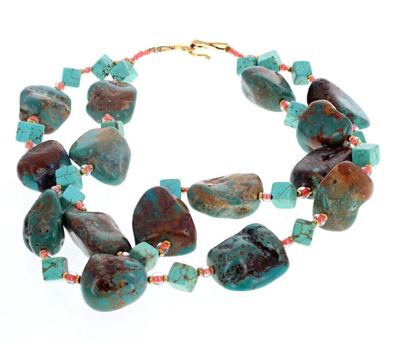 AJD Fascinating Dramatic Natural Chinese Turquoise Double Strand ...