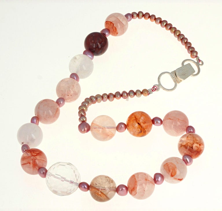 AJD Fascinating Natural Strawberry Quartz and Pinky Pearl Bright ...