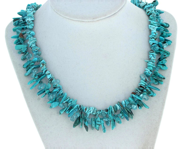 AJD Fascinating Polished Chips of Natural Blue Turquoise Necklace For ...