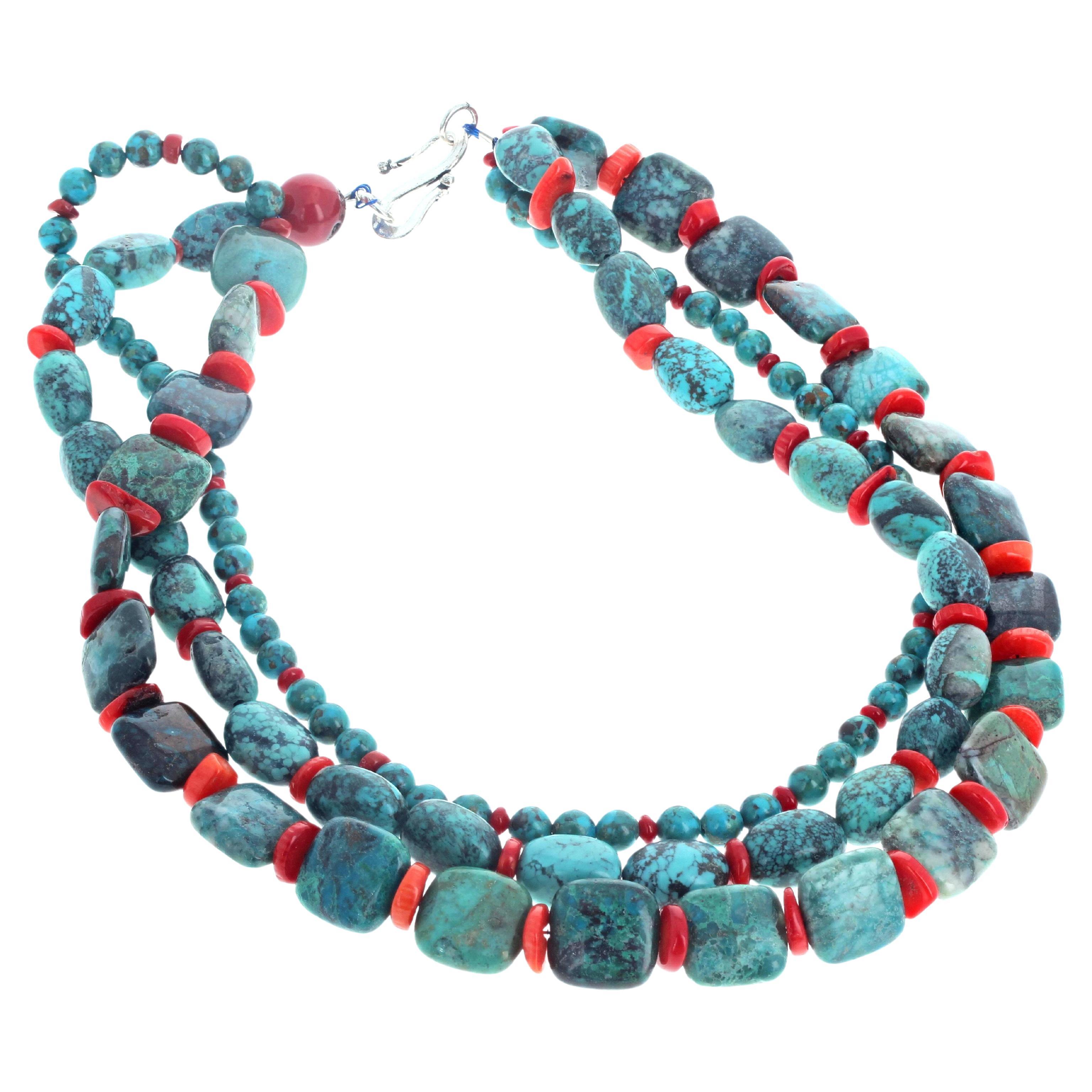 AJD Fascinating Dramatic Natural Chinese Turquoise Double Strand ...
