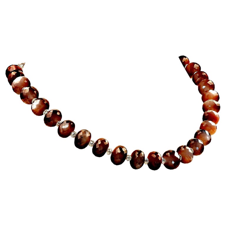 AJD Collier ras du cou 17 pouces en pierre de lune chocolat et cristal ...