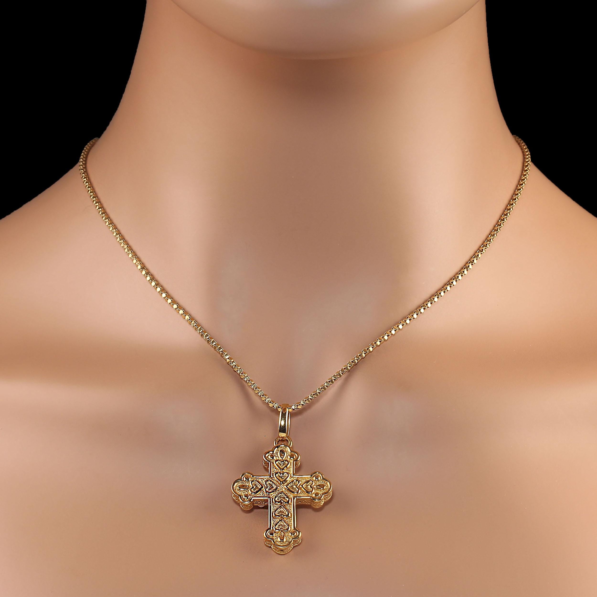 AJD Late 20th Century Delightful 14k Gold Italian Cross For Sale at 1stDibs
