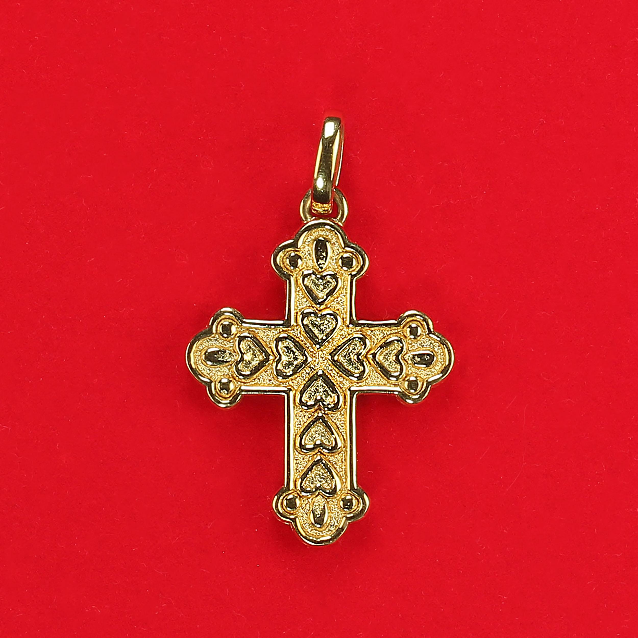 AJD Late 20th Century Delightful 14k Gold Italian Cross For Sale at 1stDibs