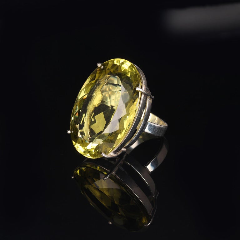 AJD Magnificent 65 Carat Oval Lemon Quartz in Sterling Silver Ring For ...