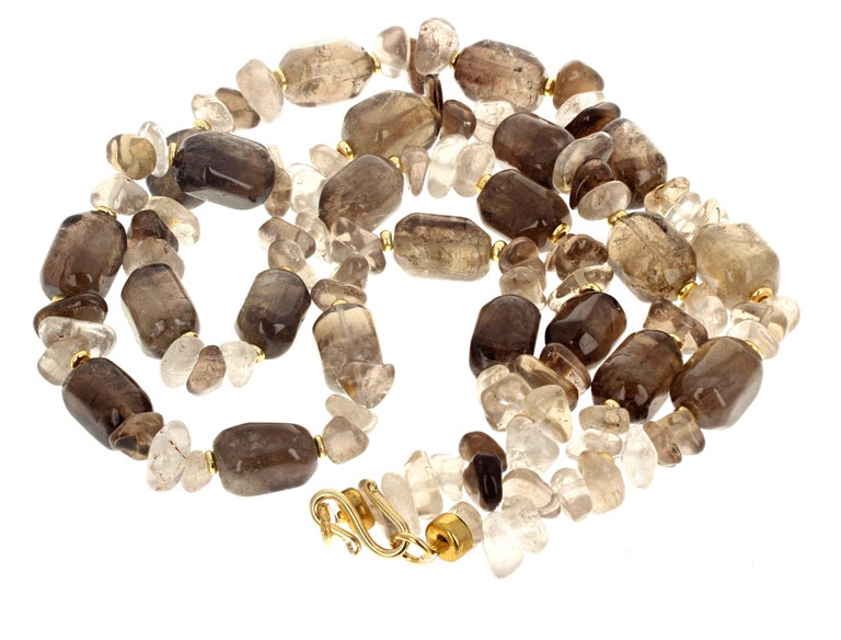AJD Magnificent Glowing Natural Smoky Quartz Double Strand 19 1/2 ...