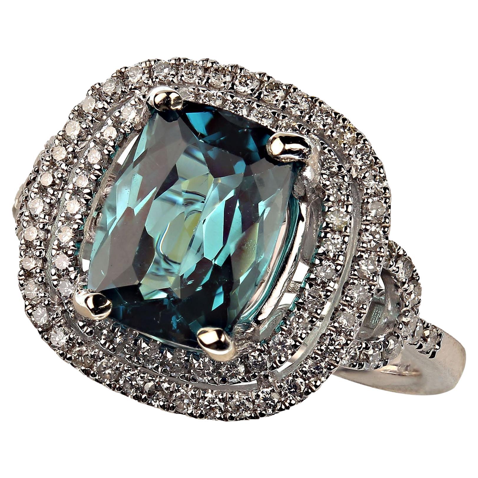 AJD Rare Indicolite Blue Tourmaline in Halos of Diamonds Ring For Sale ...