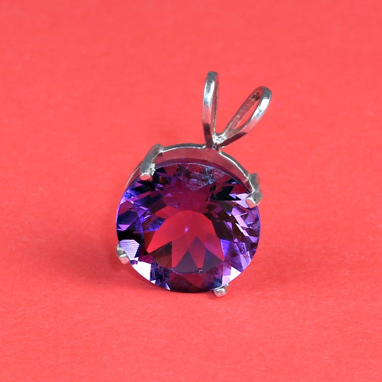 AJD Sparkling Awesome Amethyst Sterling Silver Pendant For Sale at 1stDibs