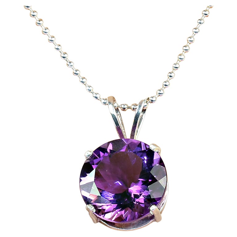 AJD Sparkling Awesome Amethyst Sterling Silver Pendant For Sale at 1stDibs