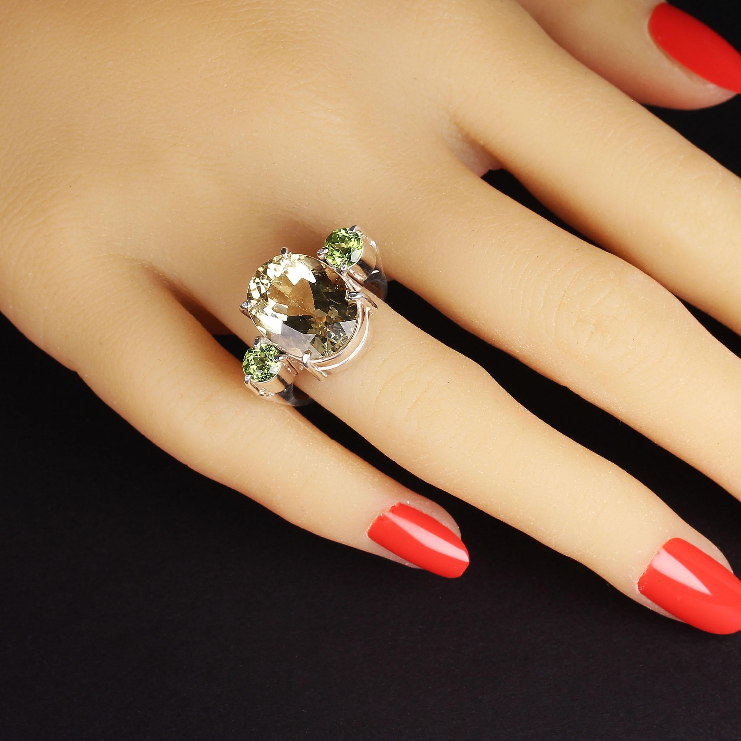 AJD Sparkling Oval Beryl Ring Accented with Peridot Great Gift!! For ...