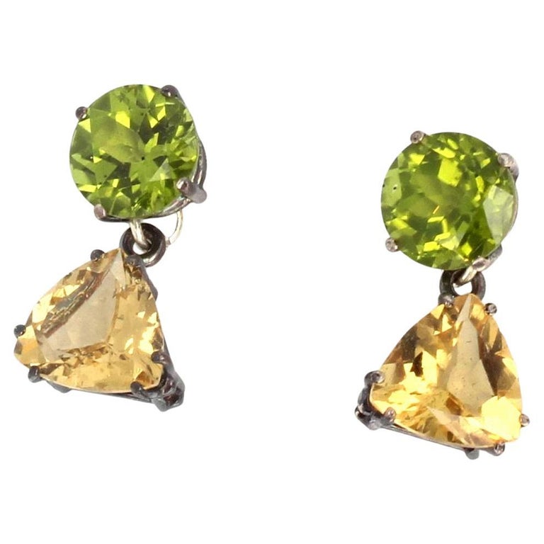 AJD Sparkling Peridot and Brilliant Yellow Beryl Stud Earrings For Sale ...