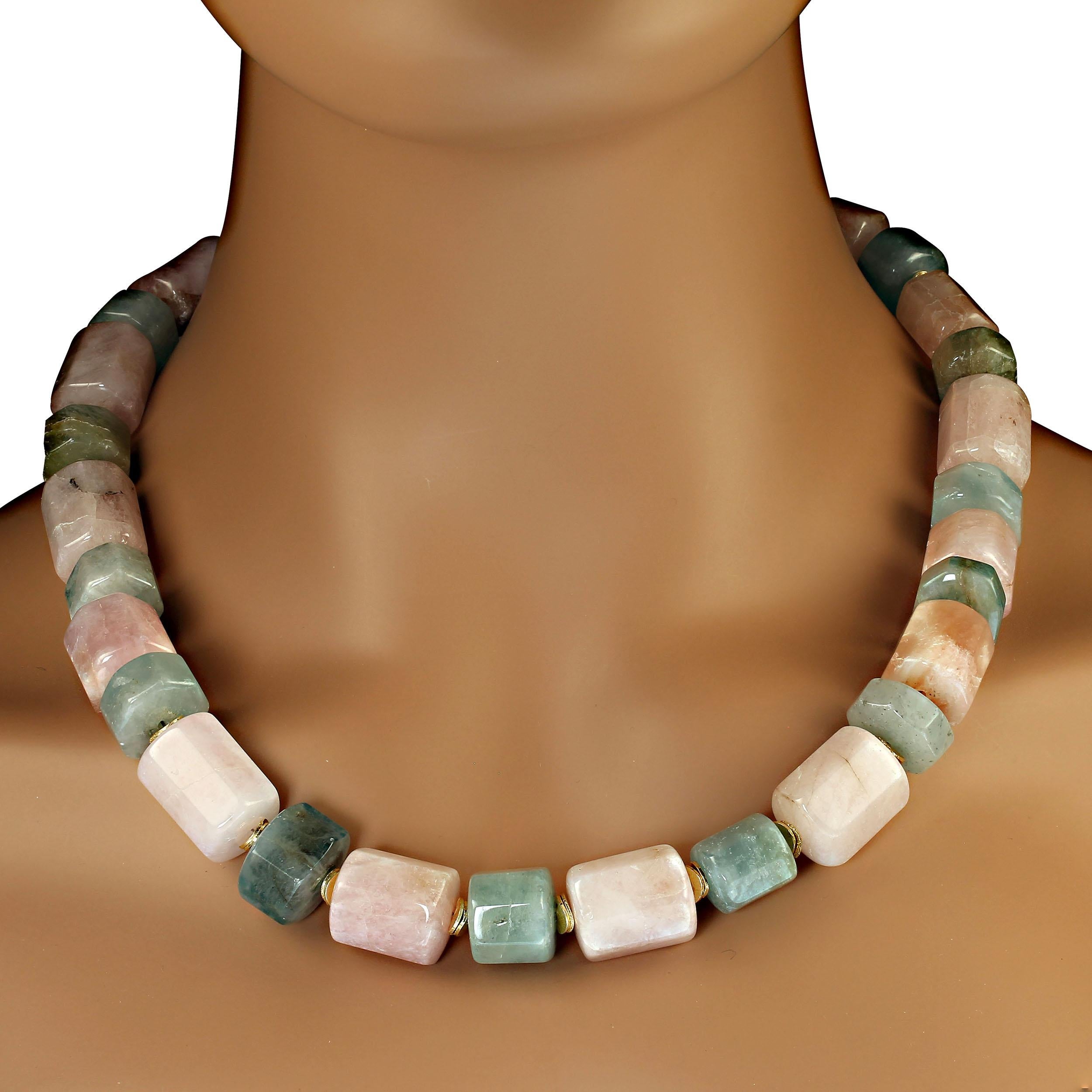 AJD Stunning Barrel shape Multi Color Beryl Necklace goldy accents For ...