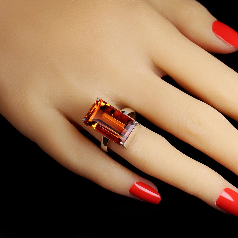 AJD Stunning Brazilian Emerald Cut Citrine in Sterling Silver Ring at ...