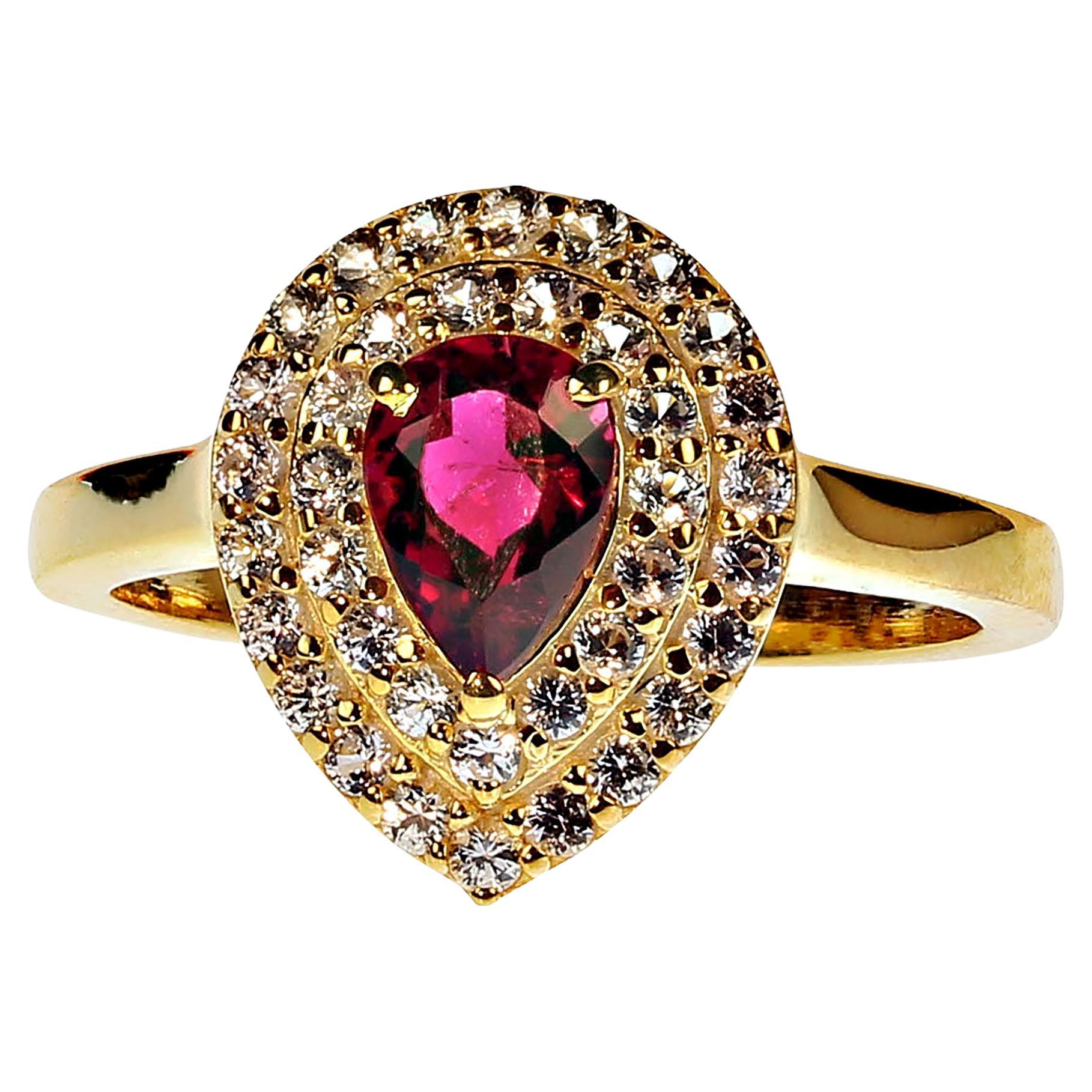AJD Stunning Rubelite and White Sapphire Dinner Ring For Sale at 1stDibs