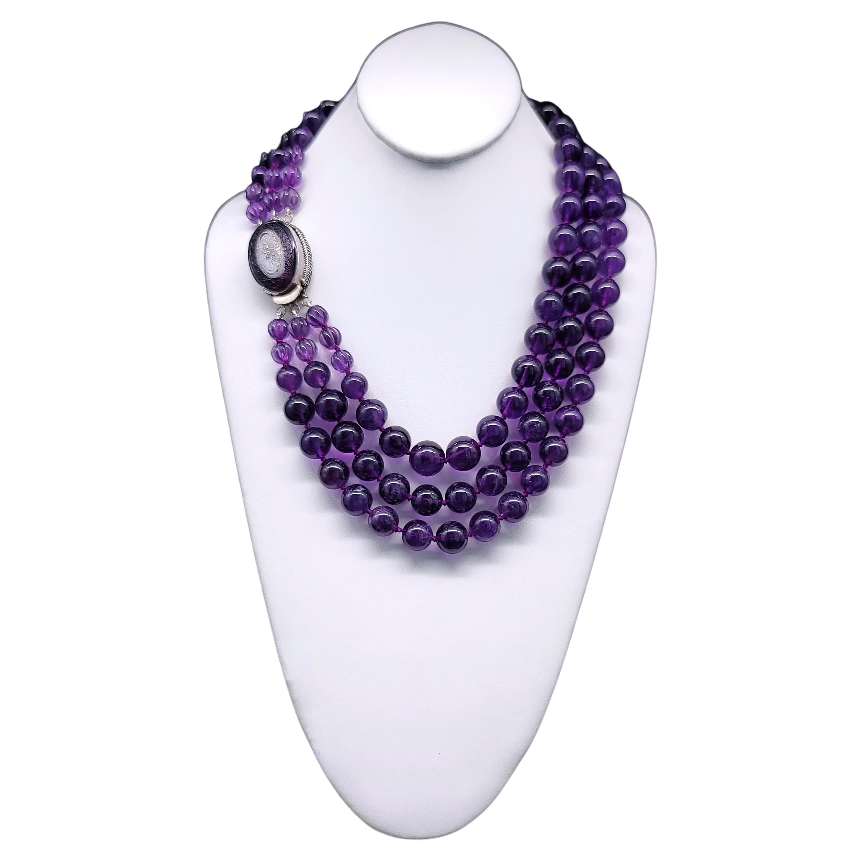 A.Jeschel Amethyst necklace with a Vintage Venetian glass clasp. For ...