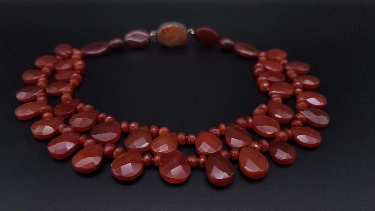 A.Jeschel Carnelian rust colored teardrop necklace. For Sale at 1stDibs