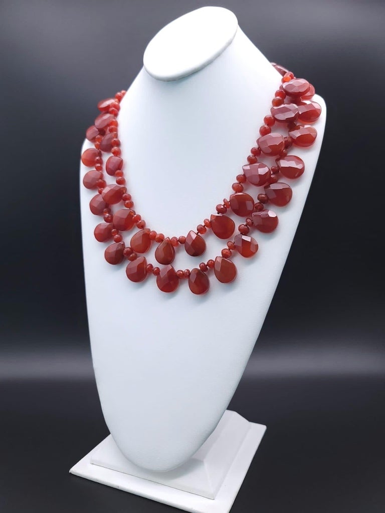 A.Jeschel Carnelian rust colored teardrop necklace. For Sale at 1stDibs