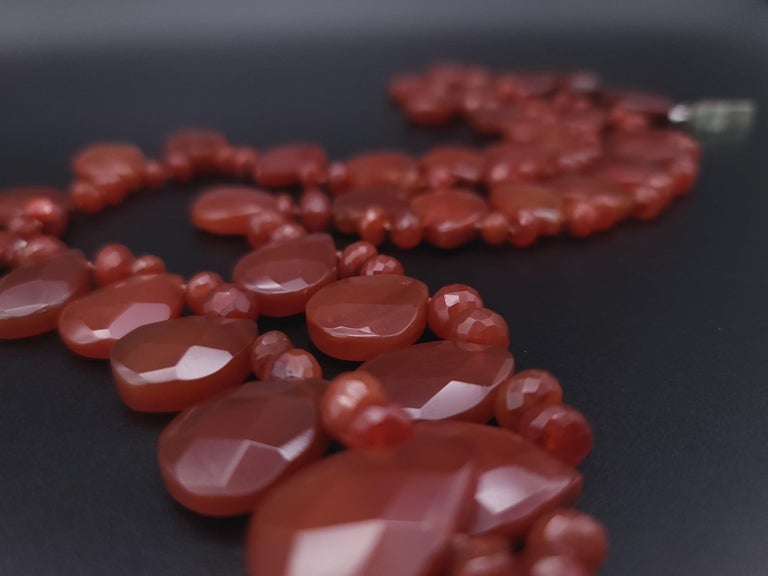 A.Jeschel Carnelian rust colored teardrop necklace. For Sale at 1stDibs