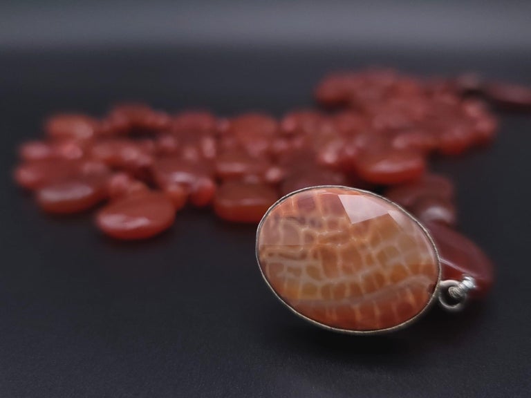 A.Jeschel Carnelian rust colored teardrop necklace. For Sale at 1stDibs