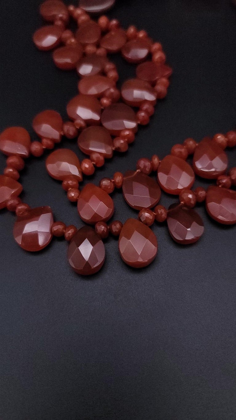 A.Jeschel Carnelian rust colored teardrop necklace. For Sale at 1stDibs