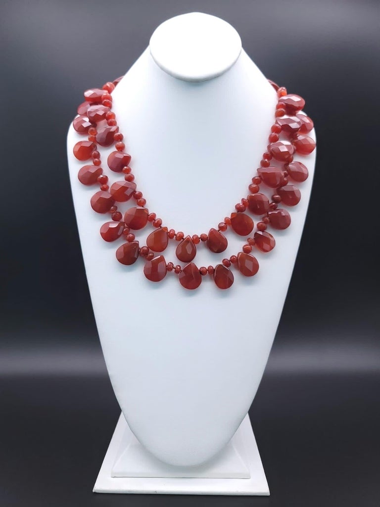 A.Jeschel Carnelian rust colored teardrop necklace. For Sale at 1stDibs