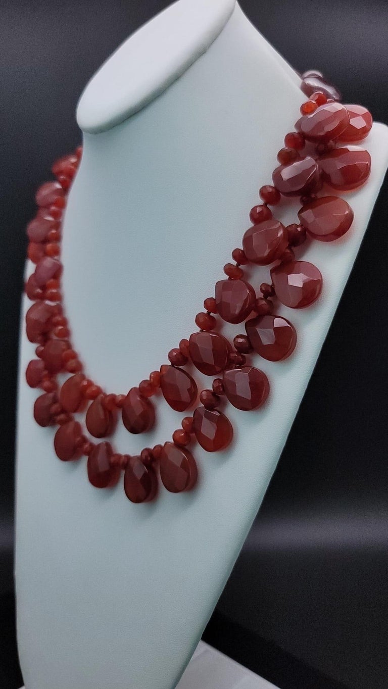 A.Jeschel Carnelian rust colored teardrop necklace. For Sale at 1stDibs