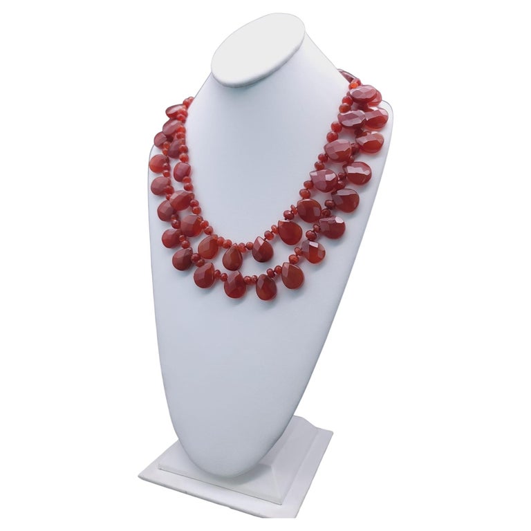 A.Jeschel Carnelian rust colored teardrop necklace. For Sale at 1stDibs