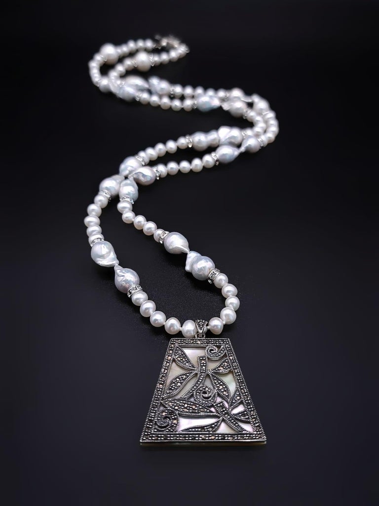 A.Jeschel Elegant Long Baroque Necklace with pendant. For Sale at 1stDibs