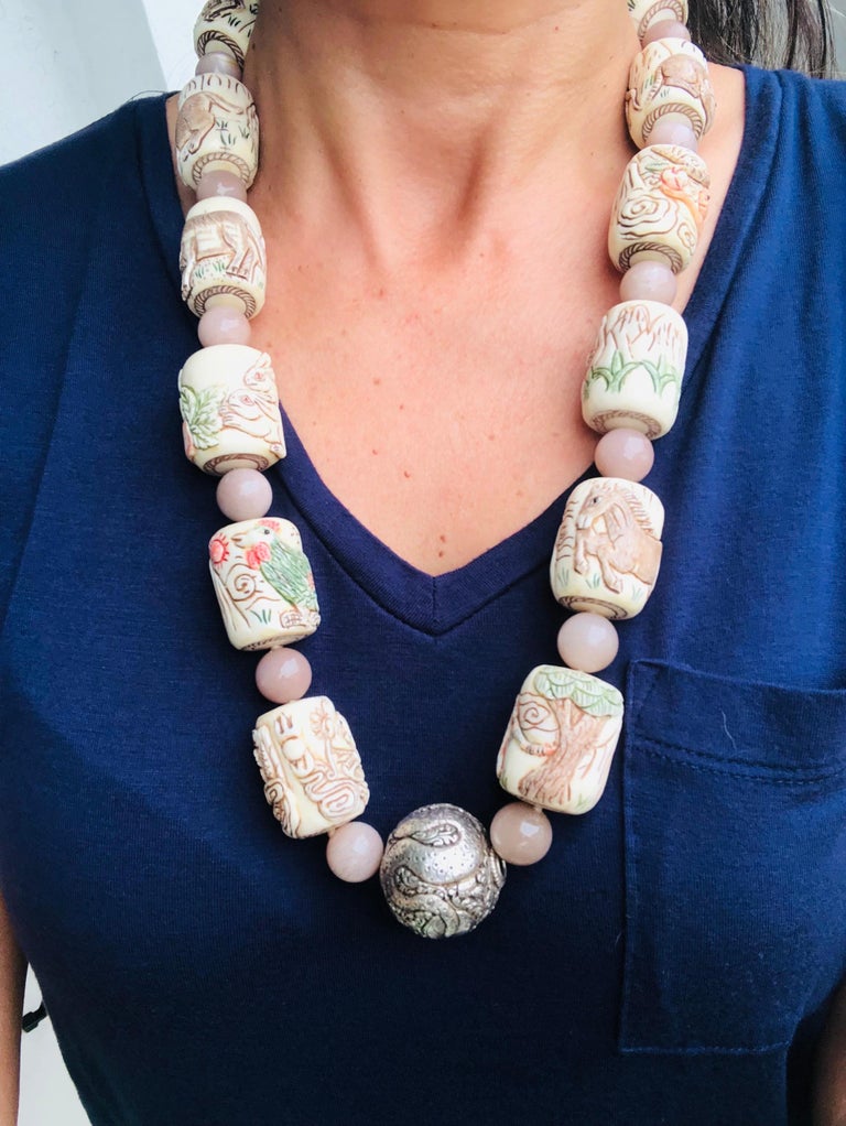 A.Jeschel Moonstone necklace with Chinese Zodiac symbols For Sale at ...