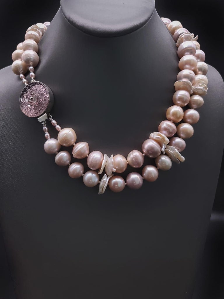 A.Jeschel Natural soft pink Pearls necklace. For Sale at 1stDibs