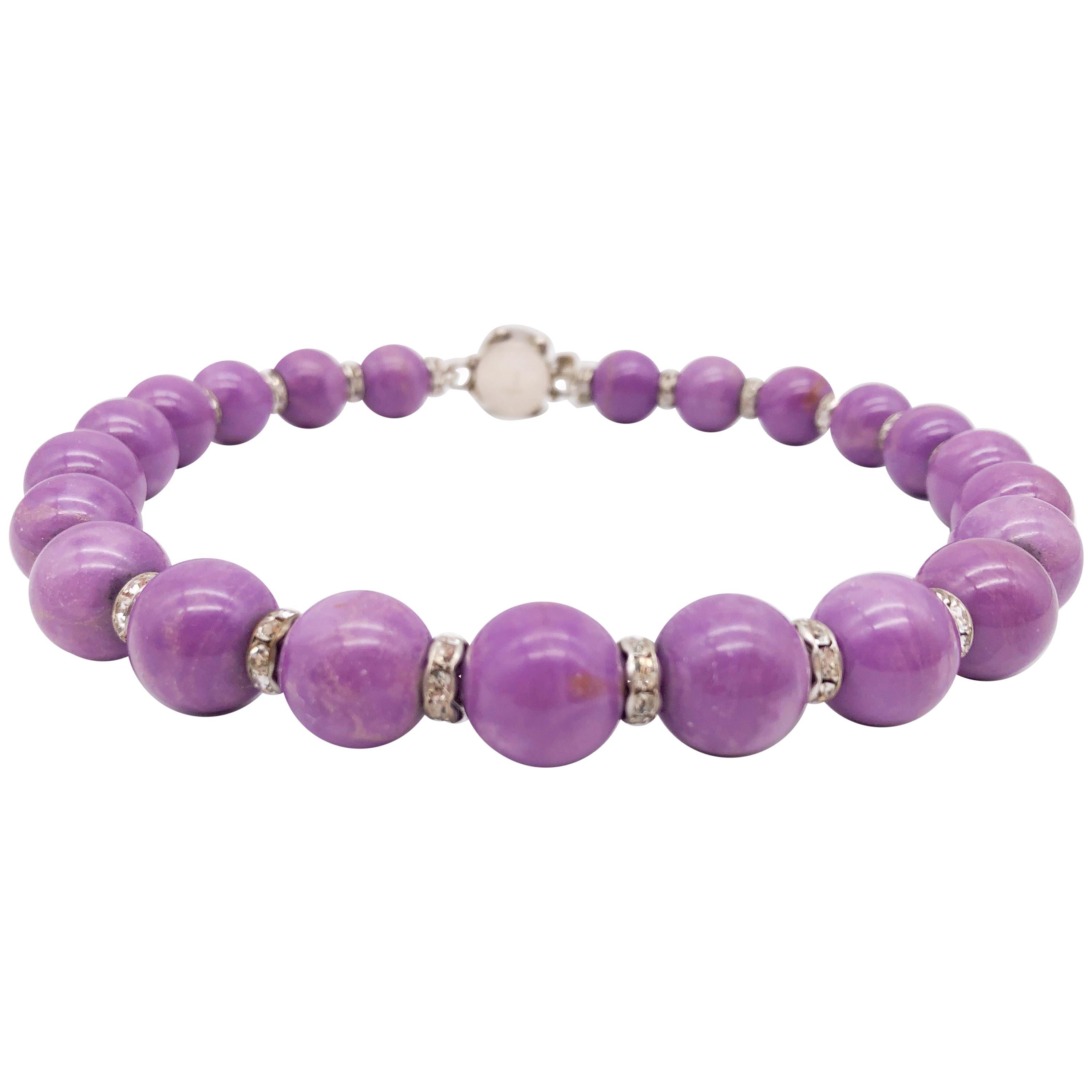 Unusual Czech Fuschia and Emerald Crystal Necklace at 1stDibs