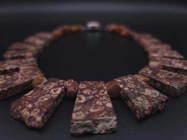 A.Jeschel Unusual Mexican Jasper plates necklace For Sale at 1stDibs