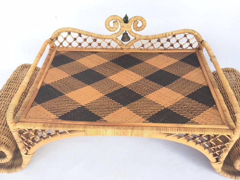 Ajiro Weave Wicker Rattan Scrolled Bed Tray by Mackenzie Childs at 1stDibs