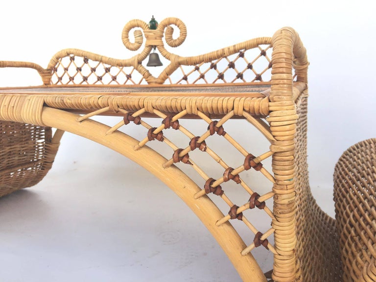 Ajiro Weave Wicker Rattan Scrolled Bed Tray by Mackenzie Childs at 1stDibs