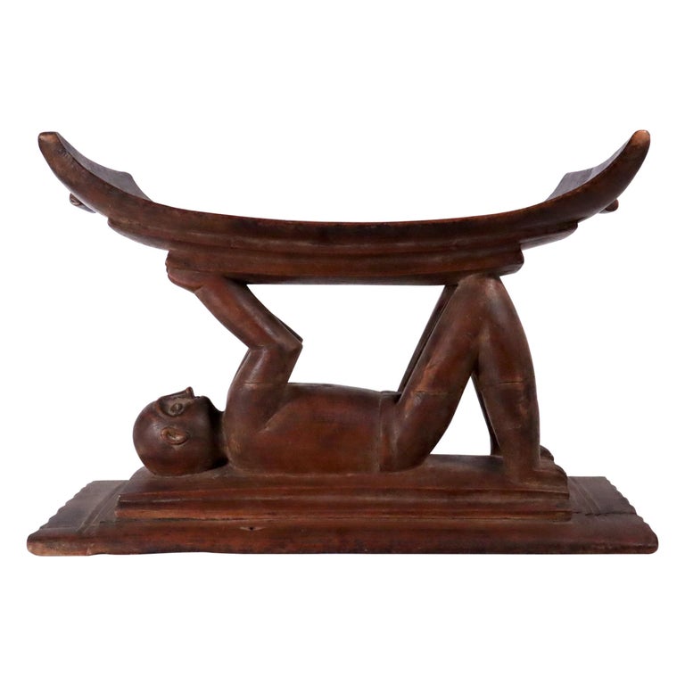 Akan Asante Fante Ghana Stool with Figure Fine and Old at 1stDibs