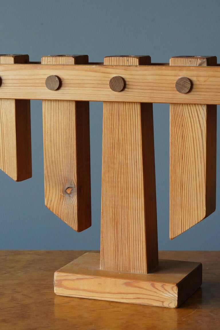 Akeba, Sizable Candelabra, Solid Pine, Sweden, 1970s For Sale at 1stDibs