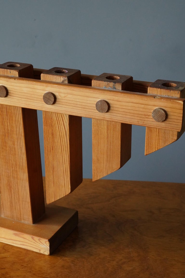 Akeba, Sizable Candelabra, Solid Pine, Sweden, 1970s For Sale at 1stDibs