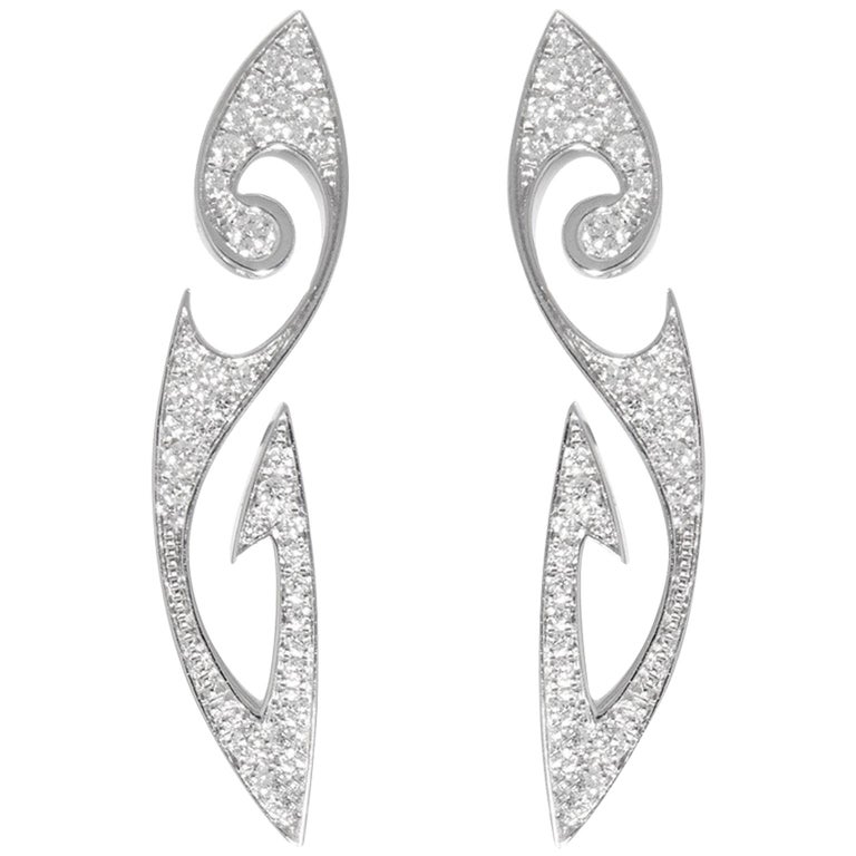 Akillis Tattoo Earrings White Gold White Diamonds For Sale at 1stDibs