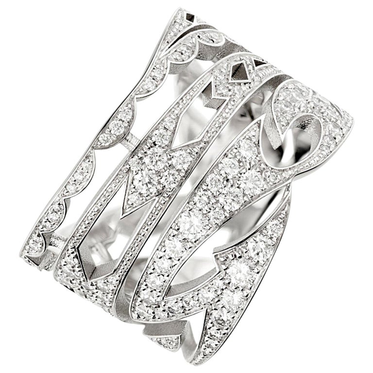 Akillis Tattoo Ring White Gold White Diamonds For Sale at 1stDibs