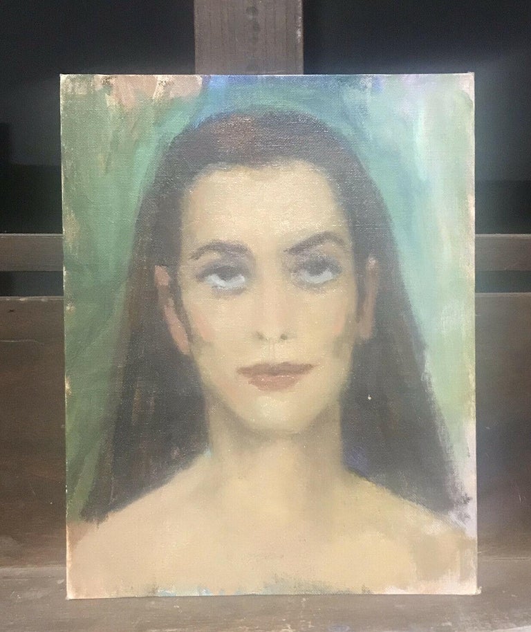 Akos Biro Expressionist Oil Portrait of a Lady Brown Hair For Sale at ...