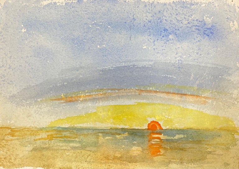 Akos Biro - Sunset over the Sea, French Expressionist Original Painting ...