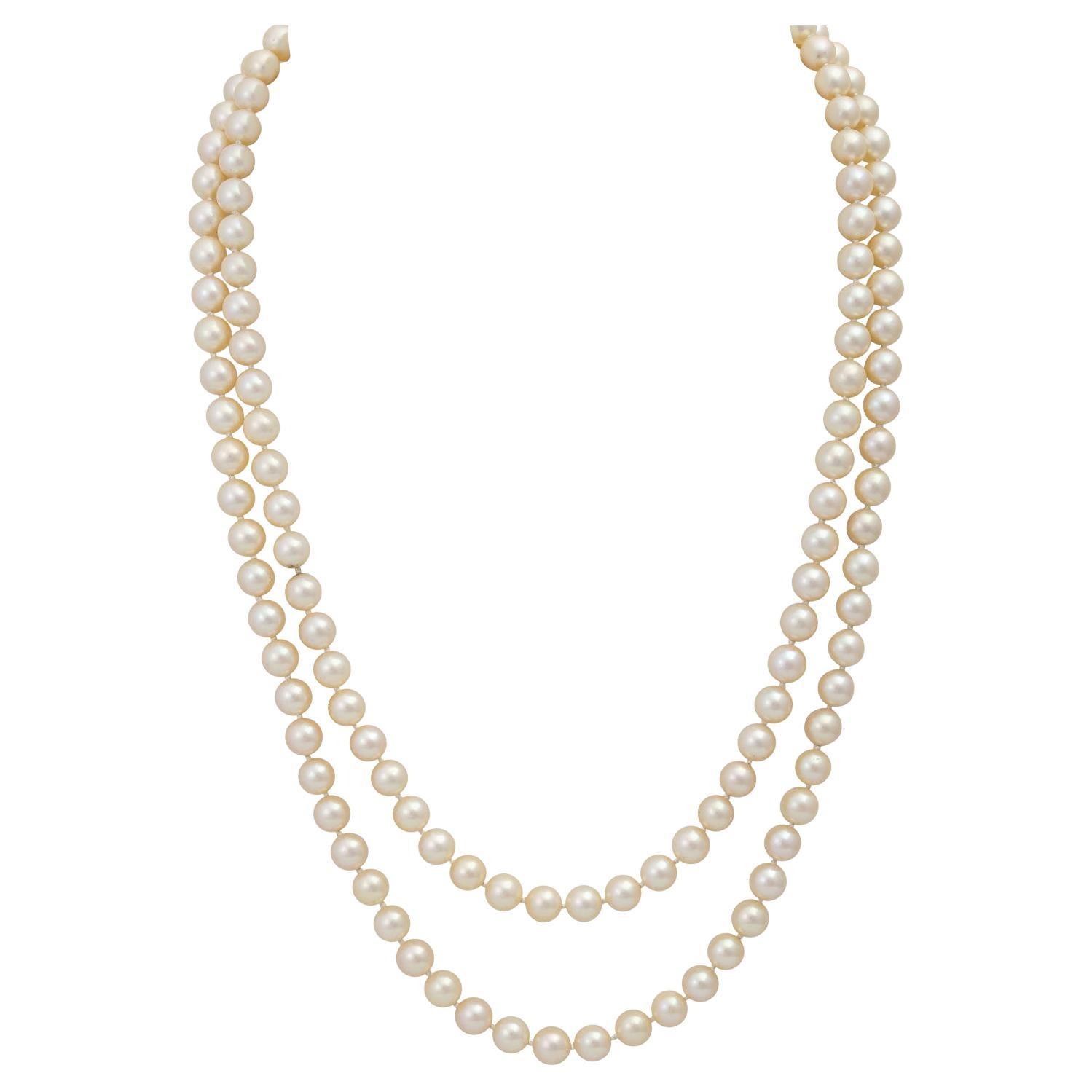 Estate Cultured Akoya Pearl Necklace from Italy 38" at 1stDibs