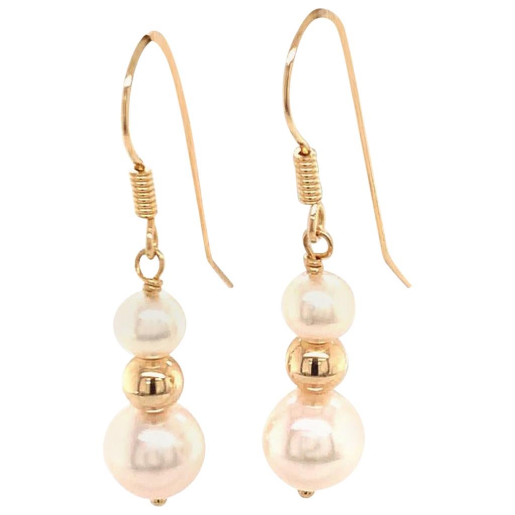 14 Karat Gold Double Bubble Baroque Pearl Earrings For Sale at 1stDibs