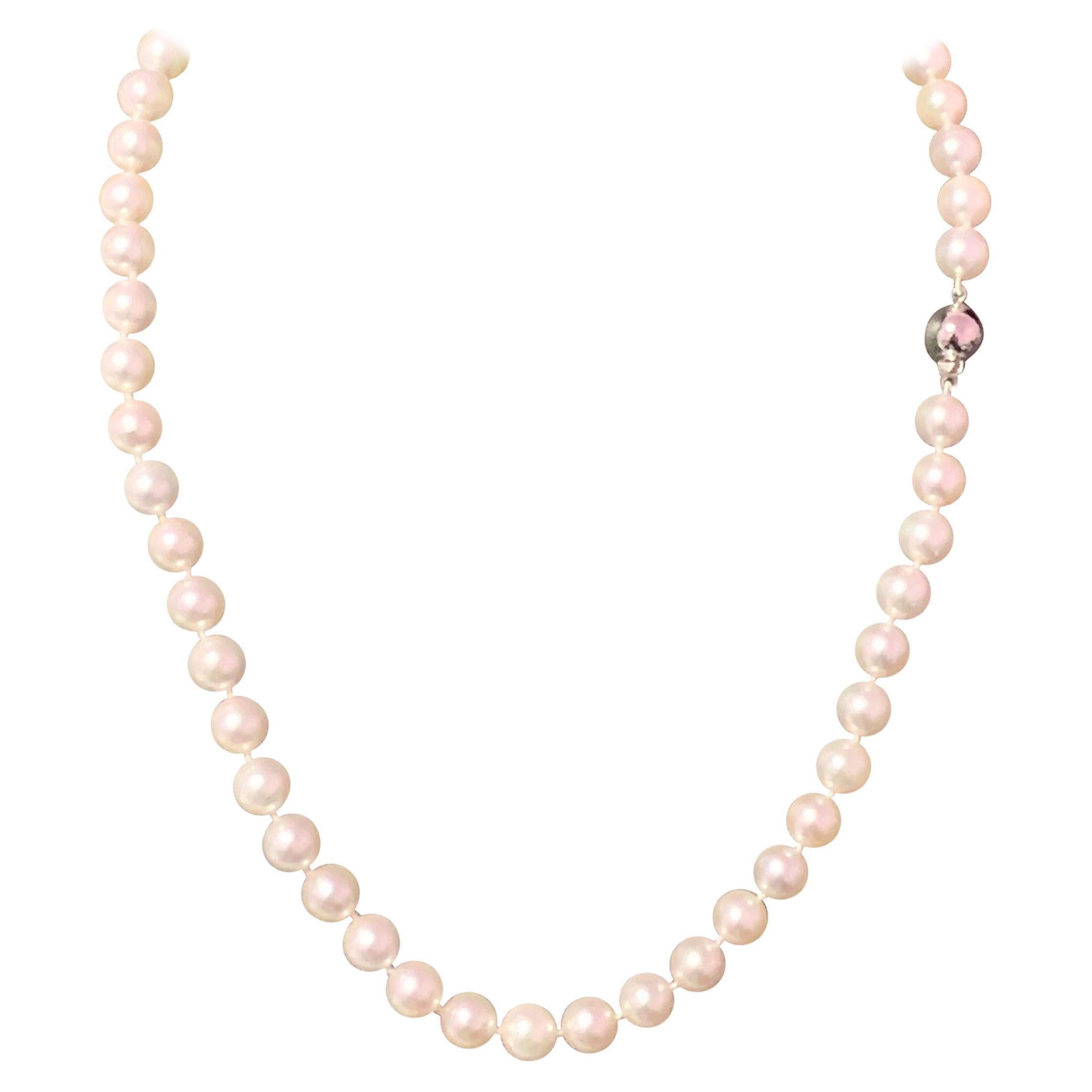 14 Karat White Gold and Platinum Pink Coral Core Pearl and Akoya Pearl ...