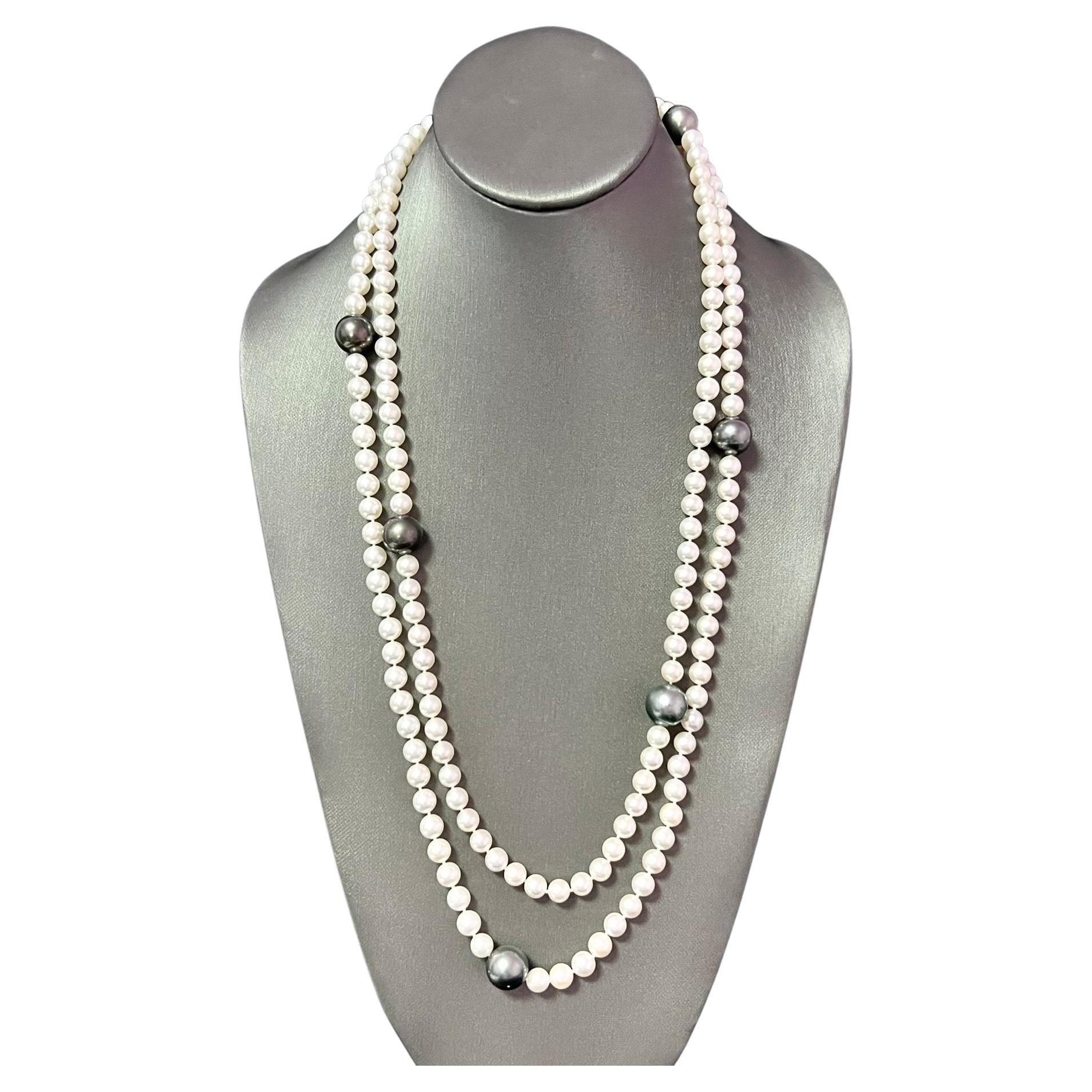Mikimoto Estate Akoya Pearl Necklace 18k Gold Certified For Sale at 1stDibs