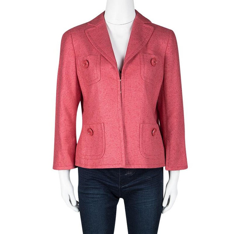 Akris Pink Cashmere Linen Jacket L at 1stDibs