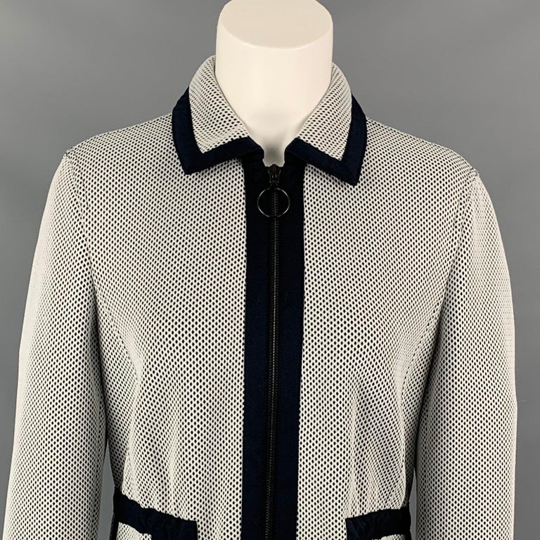 AKRIS Size 6 White and Navy Mesh Polyester/ Nylon Jacket For Sale at ...