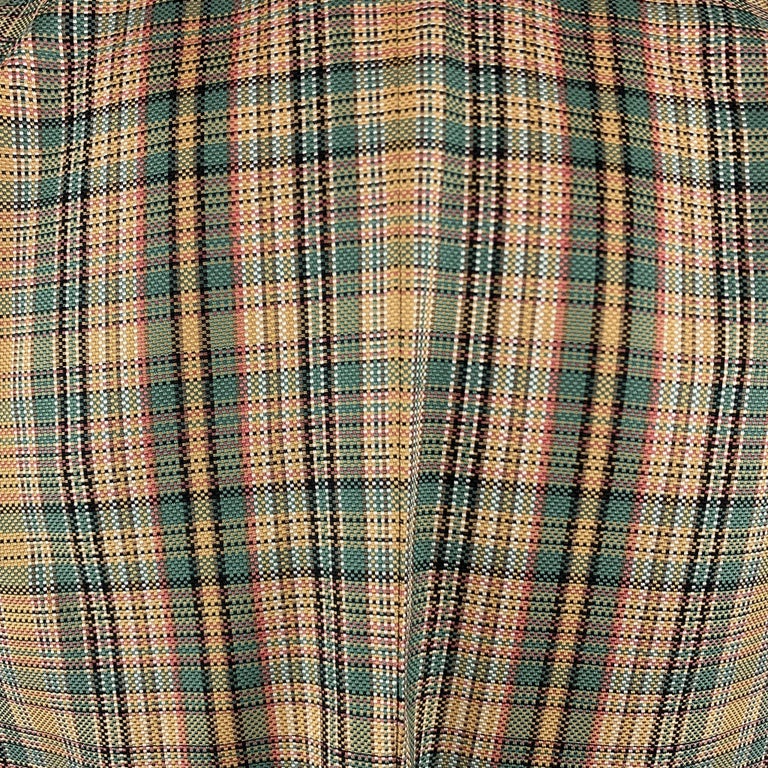 AKRIS Size 8 Gold and Green Plaid Silk Cropped Belted Blazer For Sale ...