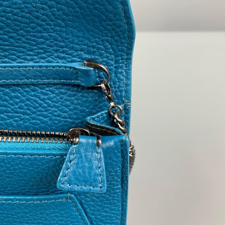 AKRIS Teal Anouk Lizard Embossed Wallet For Sale at 1stDibs