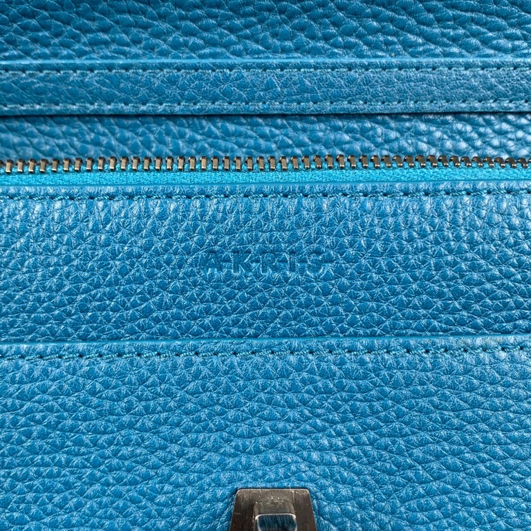 AKRIS Teal Anouk Lizard Embossed Wallet For Sale at 1stDibs