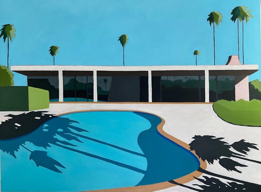 Al Freno - Californian Pool Encompassed by Palm Trees-original realism ...